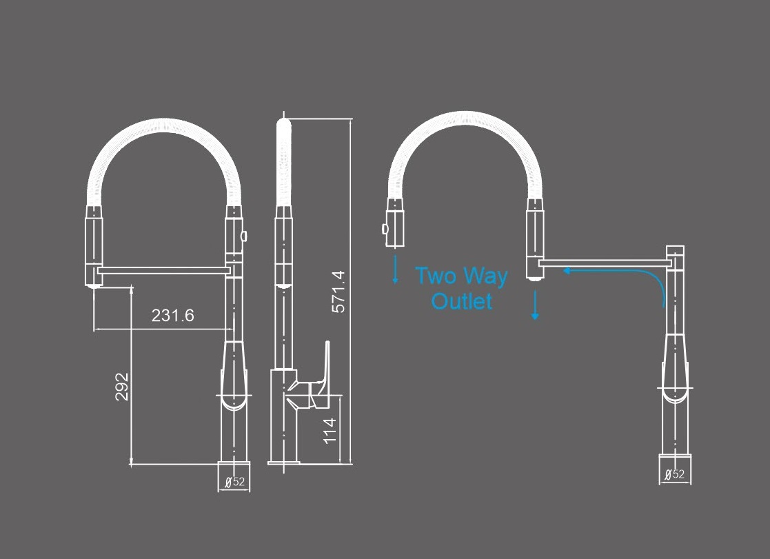 POWER PLUS Kichen Mixer Brashed Nickle E30-KM-BN-308
